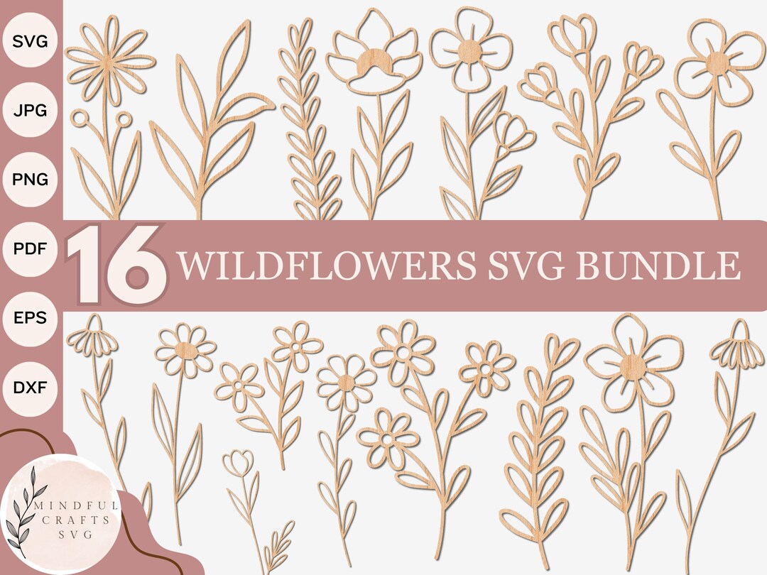 Wildflowers SVG Bundle SVG Wildflower Laser Cut Files Wooden Bouquet ...