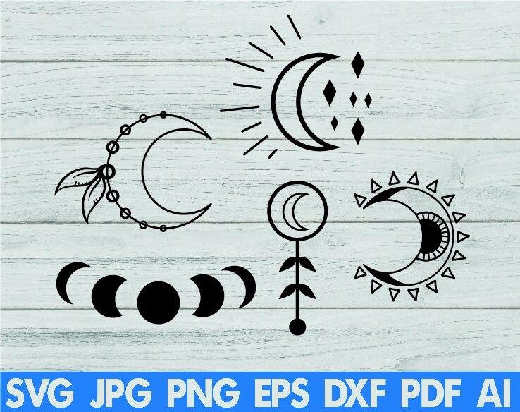 Moon Svg Moon Design Svg Celestial Svg Svg Files For Cricut | Etsy