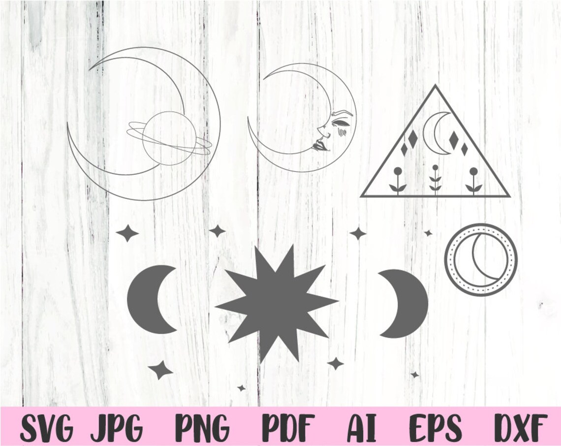 Moon Svg Moon Design Svg Celestial Svg Svg Files for Cricut - Etsy