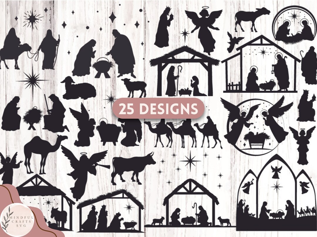 Nativity Scene Bundle SVG Christmas Nativity Clipart Instant Download ...