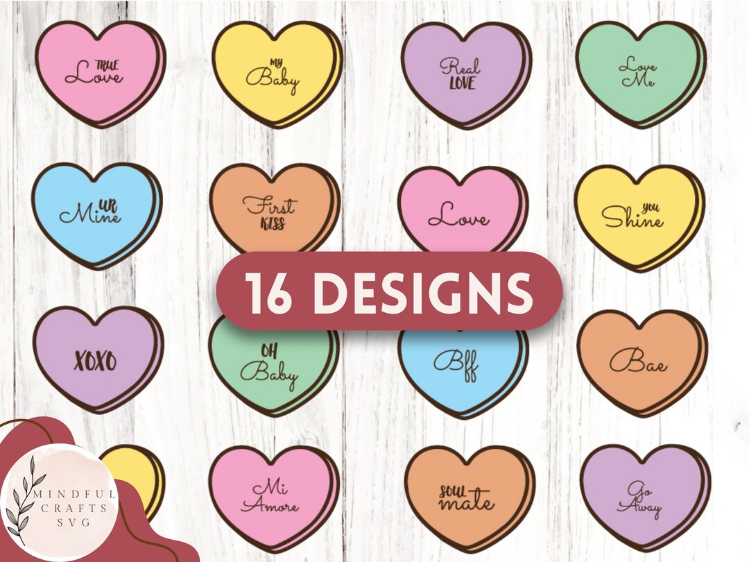 Candy Hearts SVG Clipart, Sweet Heart Candy PNG, Valentine's Day ...
