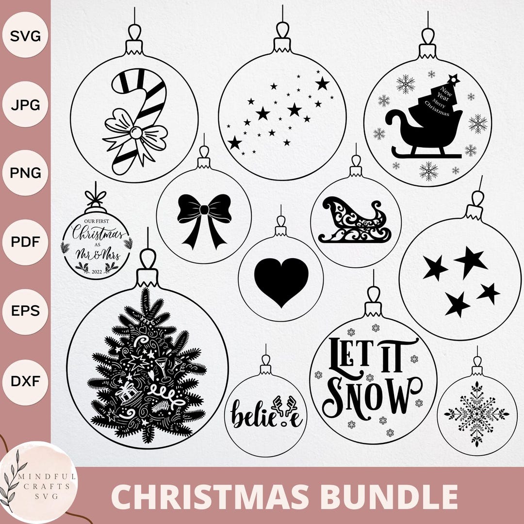 Christmas Decorations SVG Bundle Festive Holiday Ornament DIY Winter ...