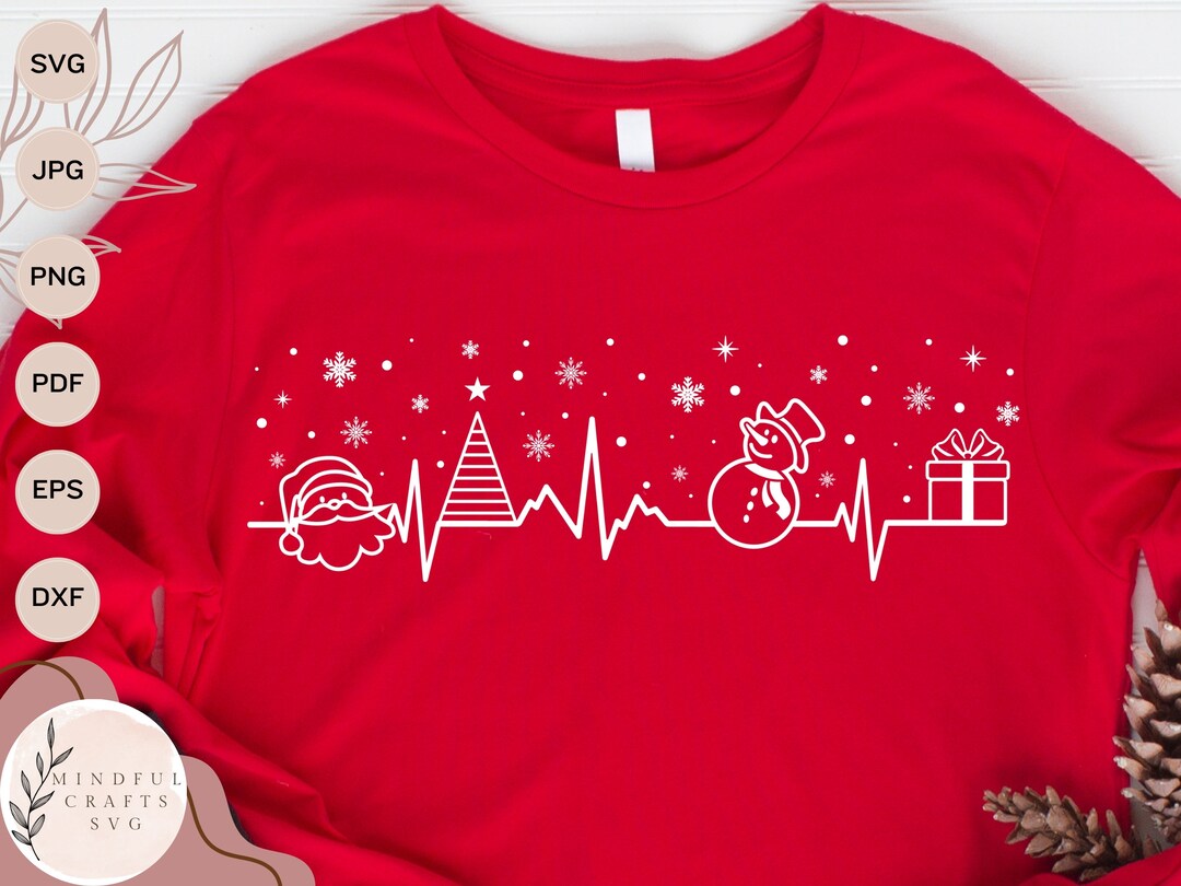 Christmas Heartbeat SVG, Holiday Joy Pulse Design, Winter Wonderland ...