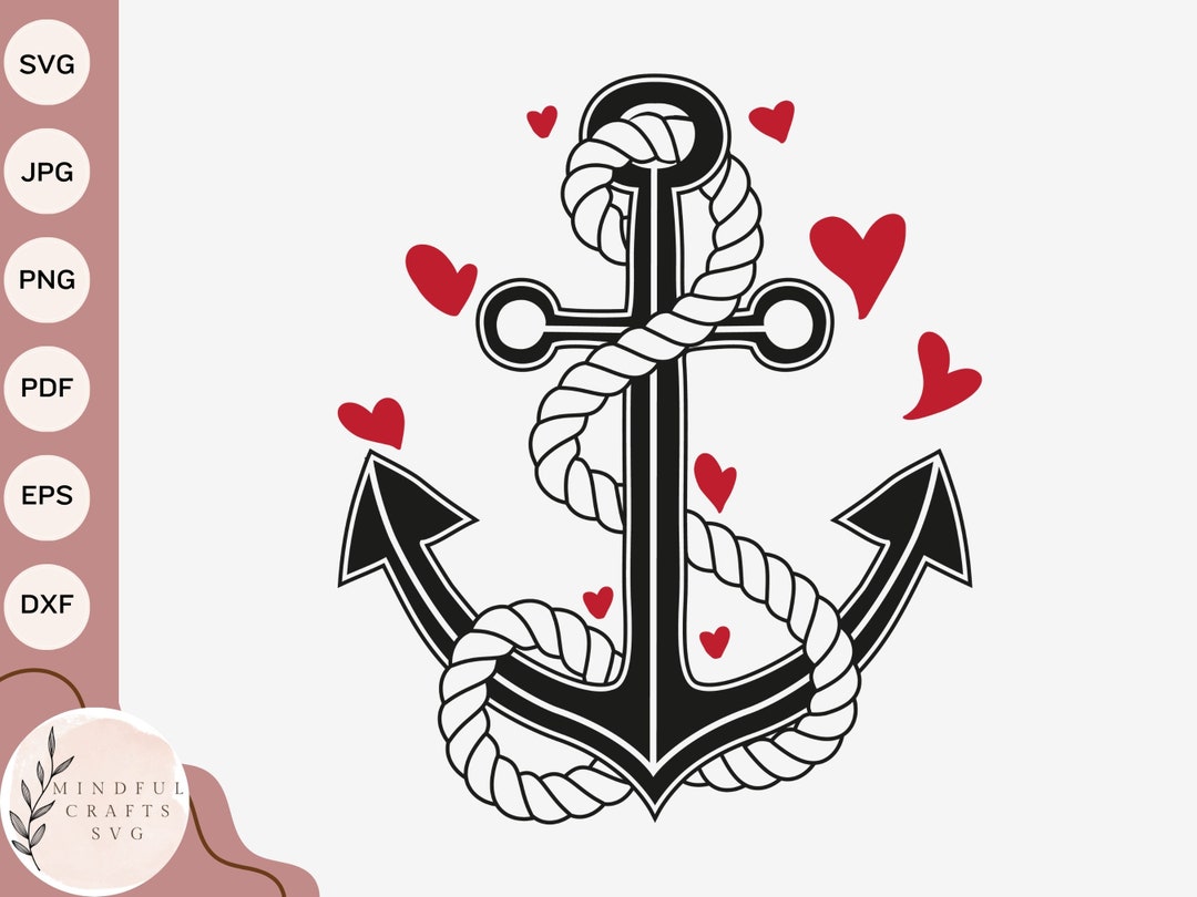 Love Anchor SVG Nautical Heart Clipart Romantic Anchor Digital Download ...