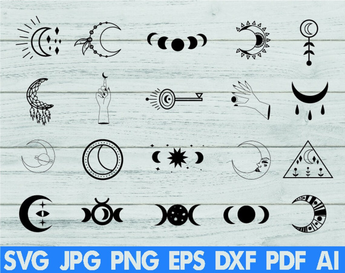 Moon Svg Moon Design Svg Celestial Svg Svg Files For Cricut | Etsy