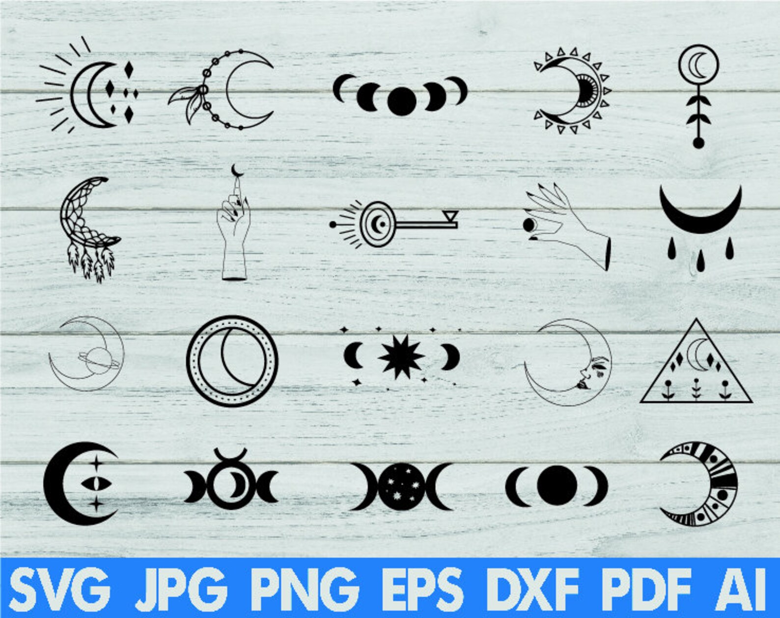 Moon Svg Moon Design Svg Celestial Svg Svg Files For Cricut | Etsy