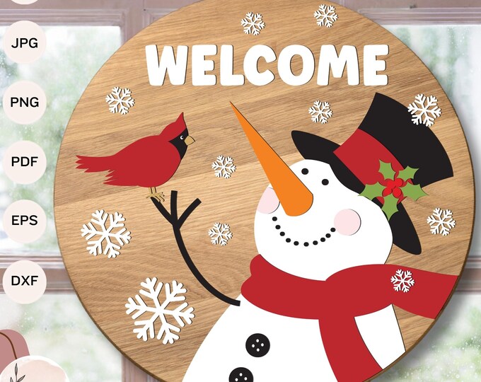 Welcome Snowman Sign SVG Snowman Door Sign Svg Let It Snow Svg Winter ...