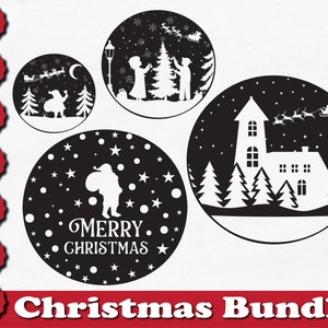 Christmas Santa Scene Round Sign Svg Christmas Santa Scene Svg Svg ...