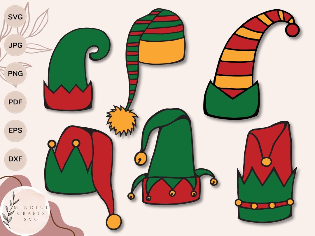 Buy Elf Hat SVG, Christmas Elf Cap Cut File, Holiday Winter Hat Bundle ...