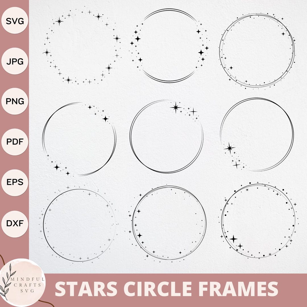 Star Circle Frame Svg Frame Star Svg Svg Files for Cricut Instant ...