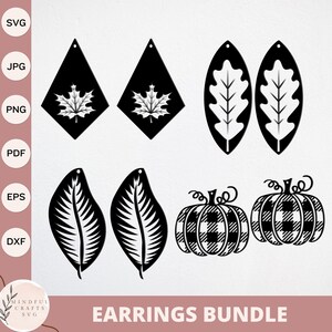 Fall Earrings SVG Bundle Fall Ornaments Earrings SVG Glowforge Svg Faux ...