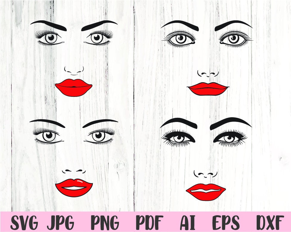 Woman Face Svg Woman Svg Eyelashes Svg Svg Files For Cricut Etsy