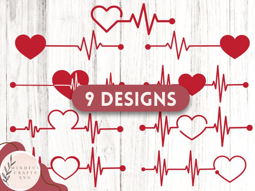 Valentine Heartbeat SVG Bundle Heartbeat Clipart, Heart Beat SVG ...