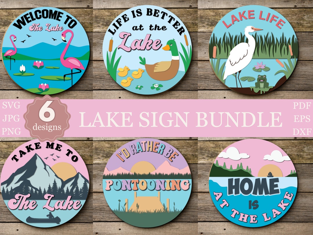Lake Sign Bundle SVG Digital Download Lake House Decor Cabin Sign SVG ...