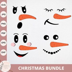 Snowman Faces SVG Snowman Bundle Svg Christmas SVG Snowman Cut File ...