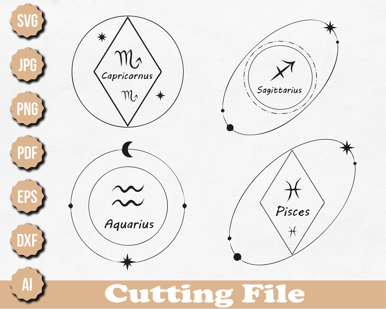 Zodiac Svg Horoscope Svg Astrology Svg Svg Files for Cricut Instant ...