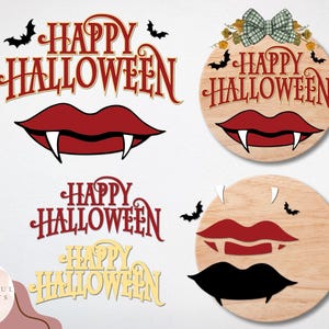 Happy Halloween Vampire Sign SVG Halloween Door Hanger SVG Vampire ...