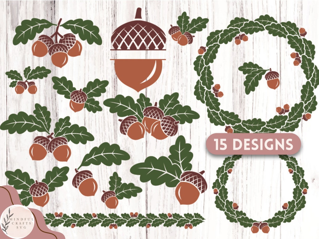Autumn Acorns Bundle SVG Fall Leaves Svg Files for Cricut Thanksgiving ...