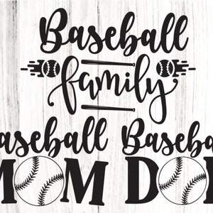 Baseball Family SVG Bundle 9 Names for Cricut, Silhouette Mom Dad ...