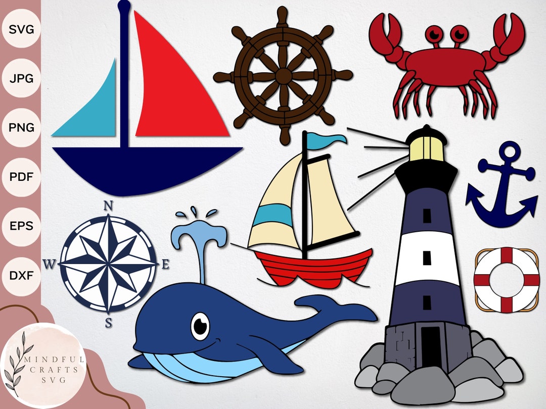 Nautical Bundle SVG Marine Clipart Anchor Svg Ocean Svg Cut Files ...