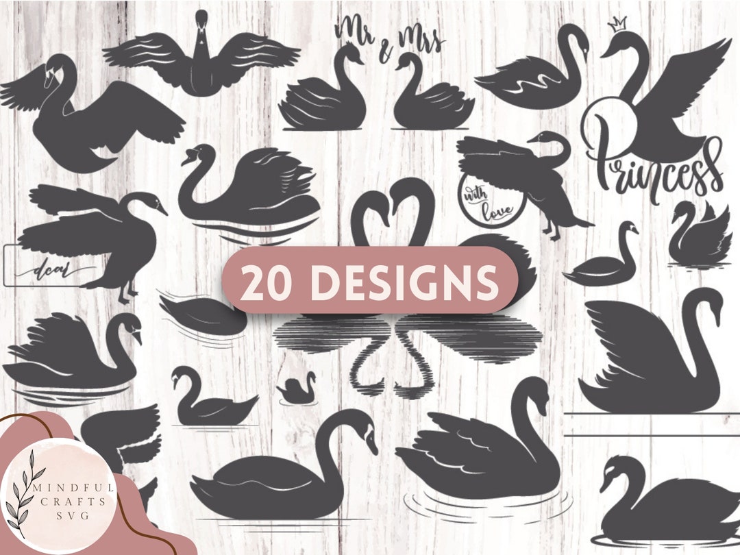 Swan Bundle SVG, Elegant Swan Clipart, Love Bird Cutting Files ...