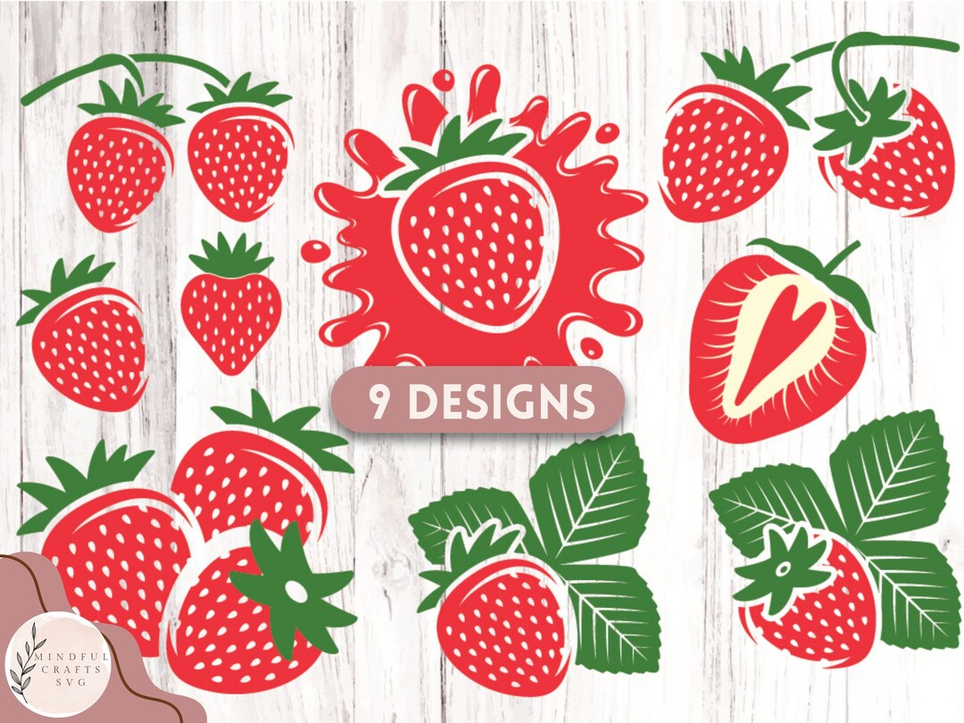 Strawberries SVG Bundle Strawberry Clipart for Cricut Instant Download ...