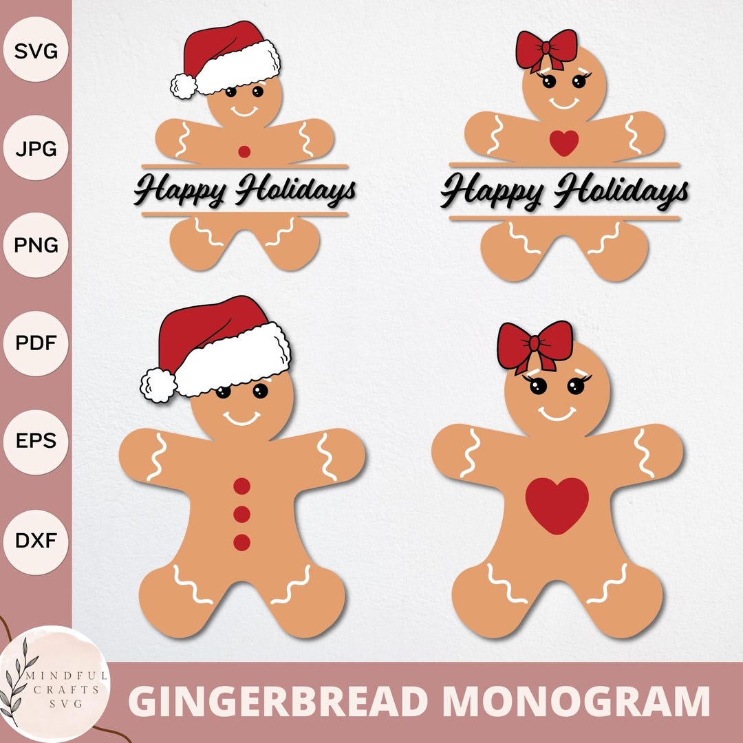 Gingerbread Monogram Svg Gingerbread Svg Christmas Svg Files for Cricut ...