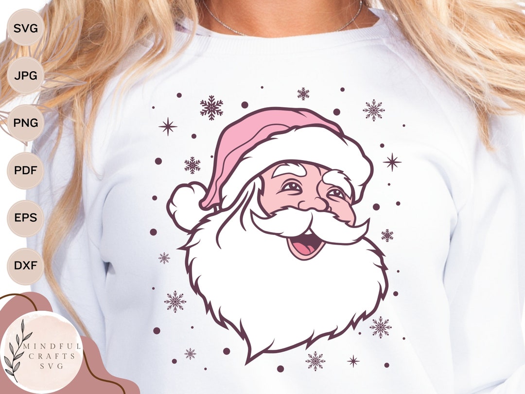 Retro Pink Santa Svg, Vintage Christmas Clipart, Pink Santa Claus Png ...