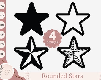 Star Svg for Commercial Use, Star Outline Png, Rounded Star Design ...