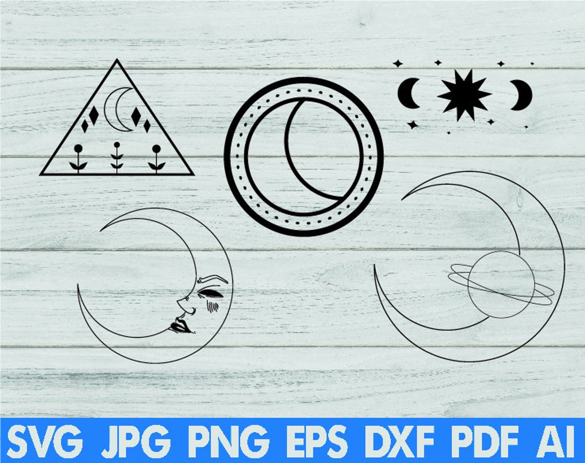 Moon Svg Moon Design Svg Celestial Svg Svg Files For Cricut | Etsy