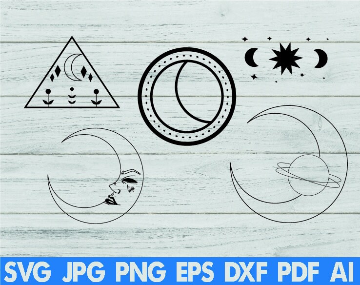 Moon Svg Moon Design Svg Celestial Svg Svg Files For Cricut | Etsy