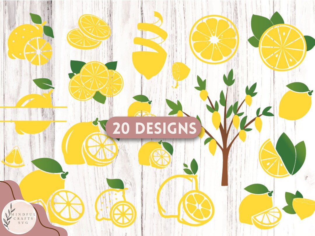 Bundle de citron SVG Fichiers de silhouette d'agrumes Fichiers de découpe Cricut Conception SVG ...