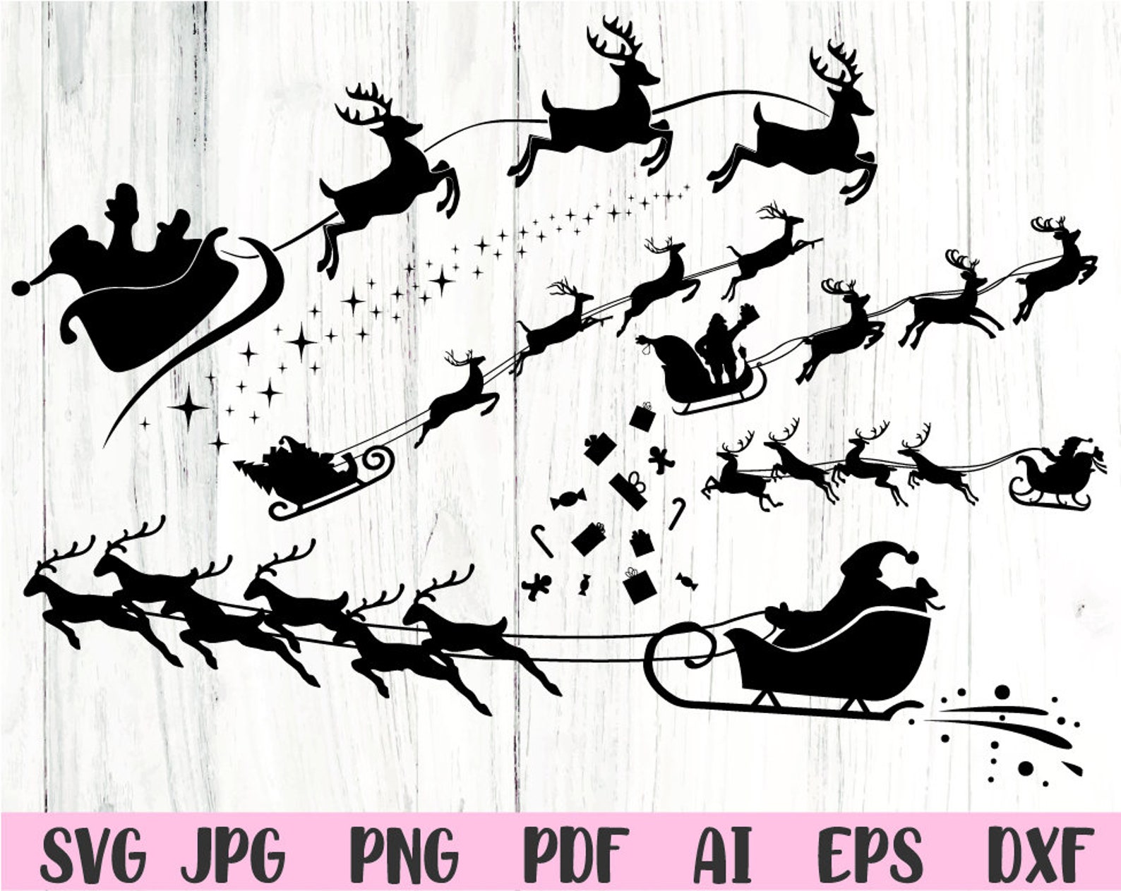 Santa Sleigh Svg Sleigh Svg Christmas Sleigh Svg Christmas Svg - Etsy ...