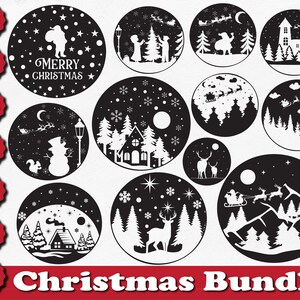 Christmas Santa Scene Round Sign Svg Christmas Santa Scene Svg Svg ...