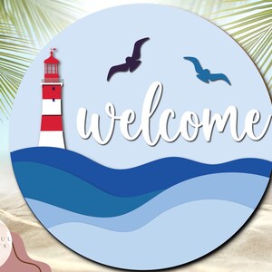 Nautical Welcome Sign Bundle SVG Digital Download Beach Theme Door ...