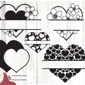 Heart Split Monogram SVG, Valentine's Monogram SVG Cut Files, Split ...