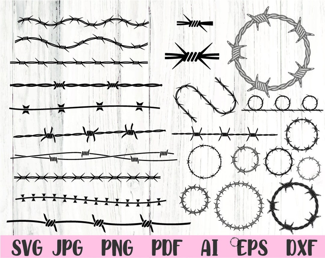 Barbed Wire Svg Barbed Wire Clipart Fence Svg Svg Files for - Etsy
