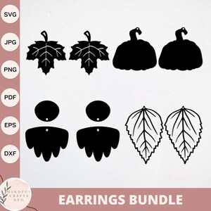 Fall Earrings SVG Bundle Fall Ornaments Earrings SVG Glowforge Svg Faux ...