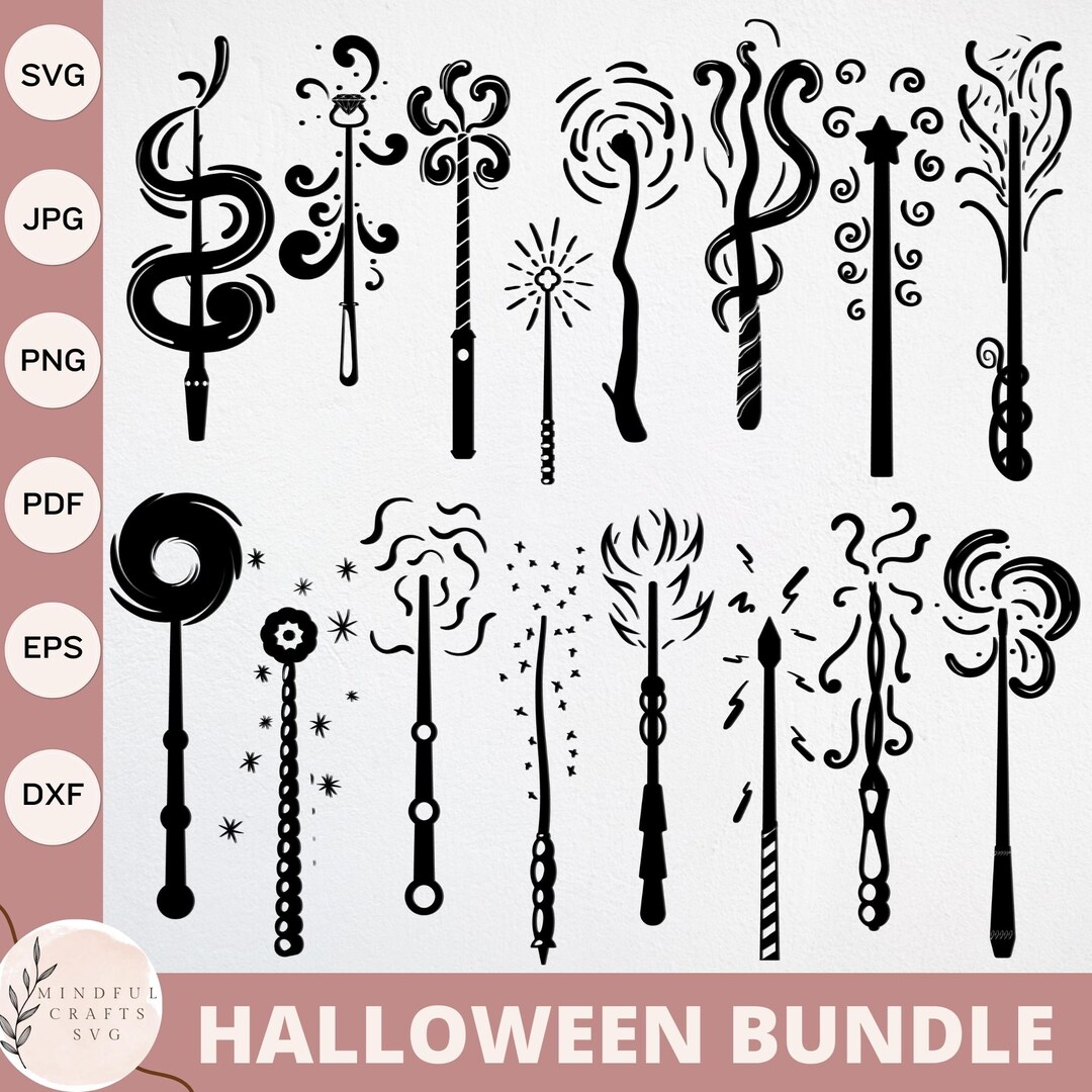 Magical Wand Bundle SVG Wizard Wands Clipart Svg Magic Wand Designs ...