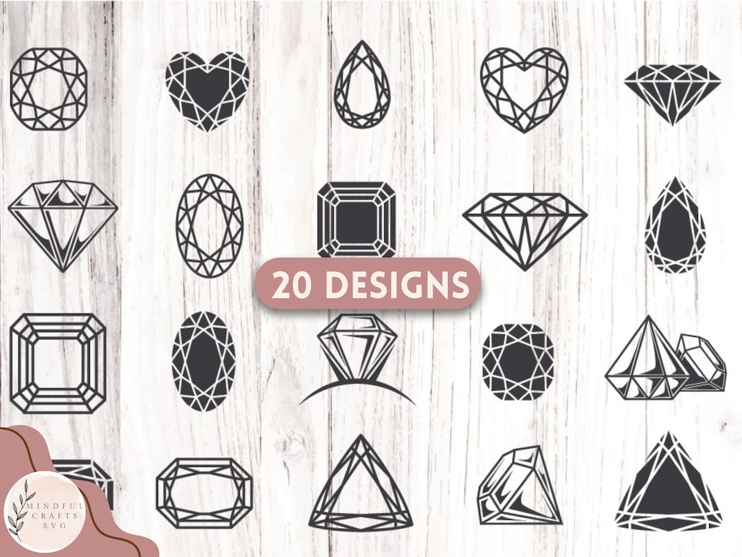 Diamond Bundle SVG Sparkling Diamond Clipart Set Png, Eps, Dxf, Jpg ...