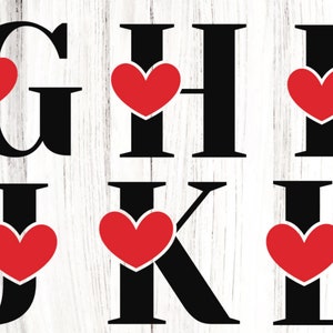 Heart Split Letter Monogram SVG, Heart Alphabet Dxf, Png Font, Love ...