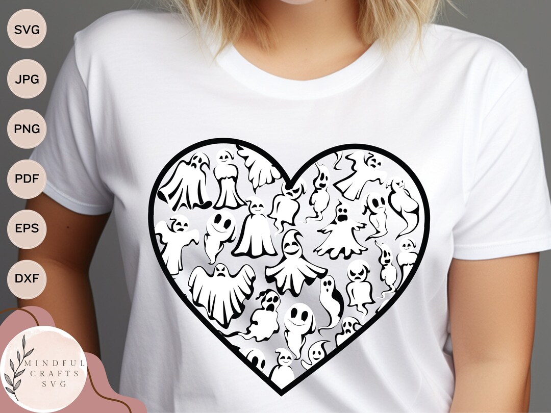 Ghost Heart SVG Halloween Girls Boo Design Spooky Clipart Cute ...