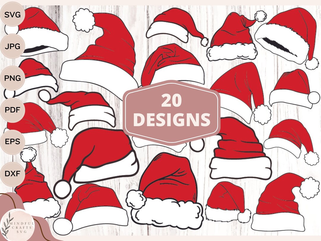 Christmas SVG Bundle Santa Hat SVG, Elf Hat SVG, Holiday Design Files ...