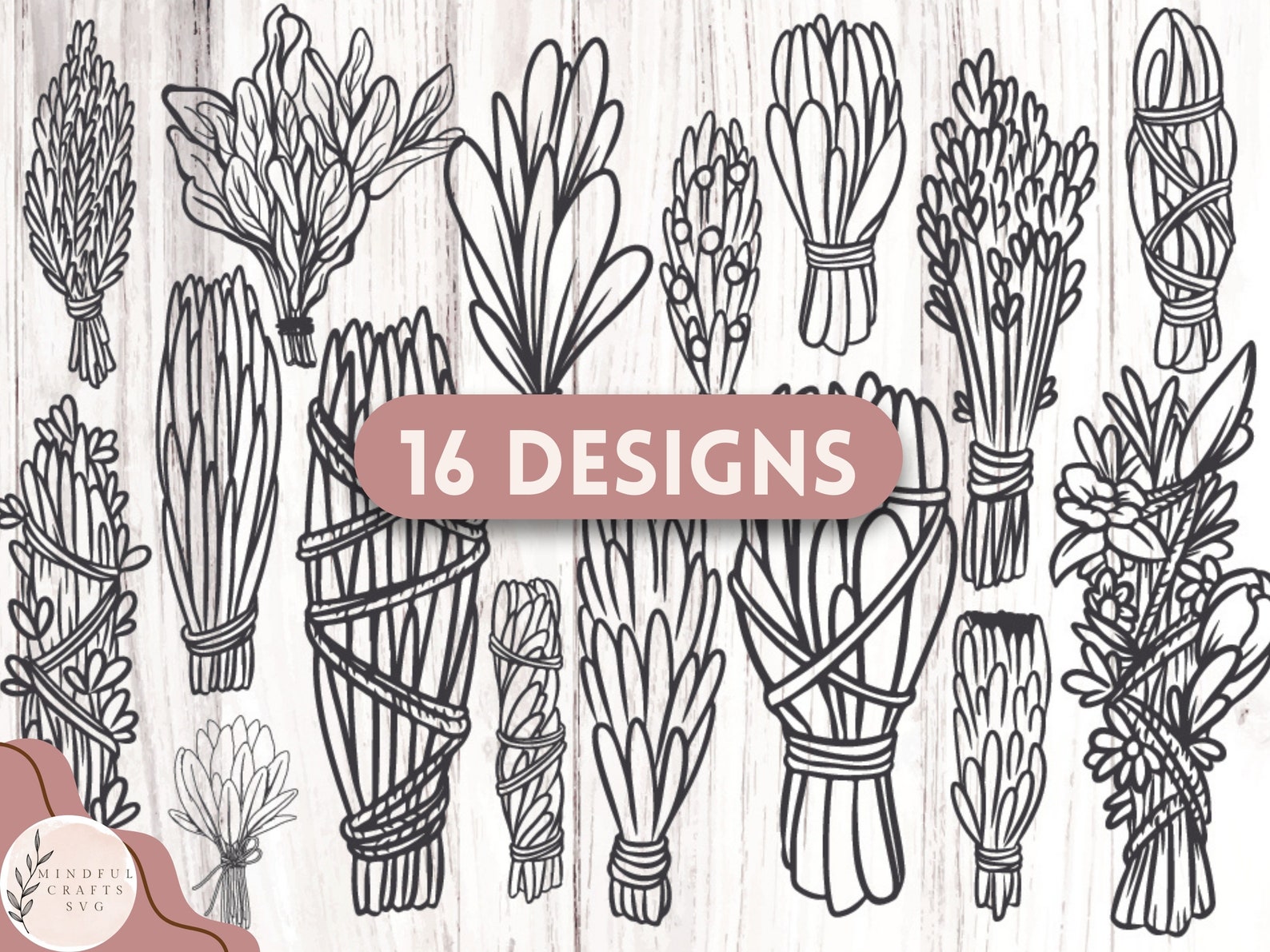 Smudge Stick Herbs SVG Bundle for Cricut Sage, Lavender, Rosemary ...