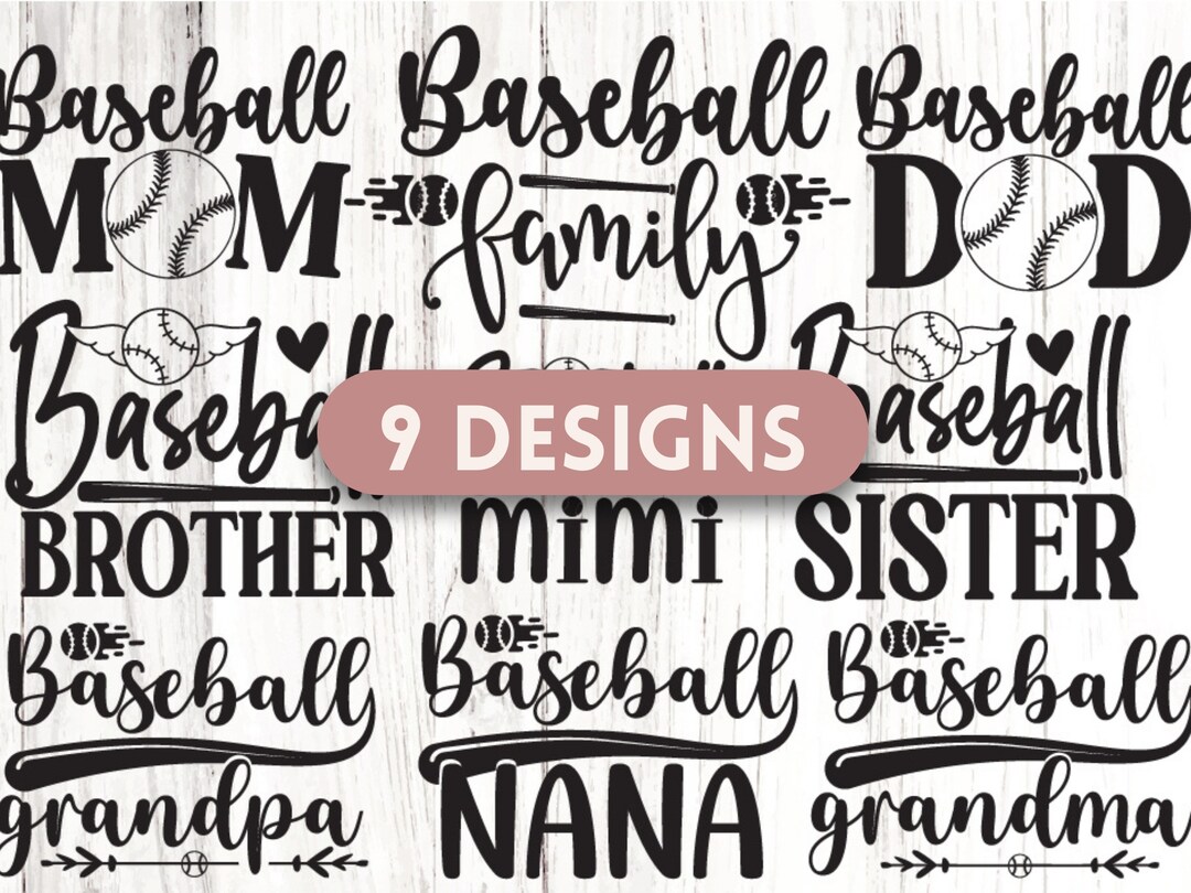 Baseball Family SVG Bundle 9 Names for Cricut, Silhouette Mom Dad ...