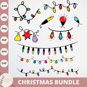 Christmas Lights SVG String Lights Party Decor Xmas Clipart Holiday Cut ...