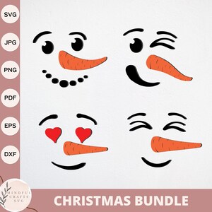 Snowman Faces SVG Snowman Bundle Svg Christmas SVG Snowman Cut File ...