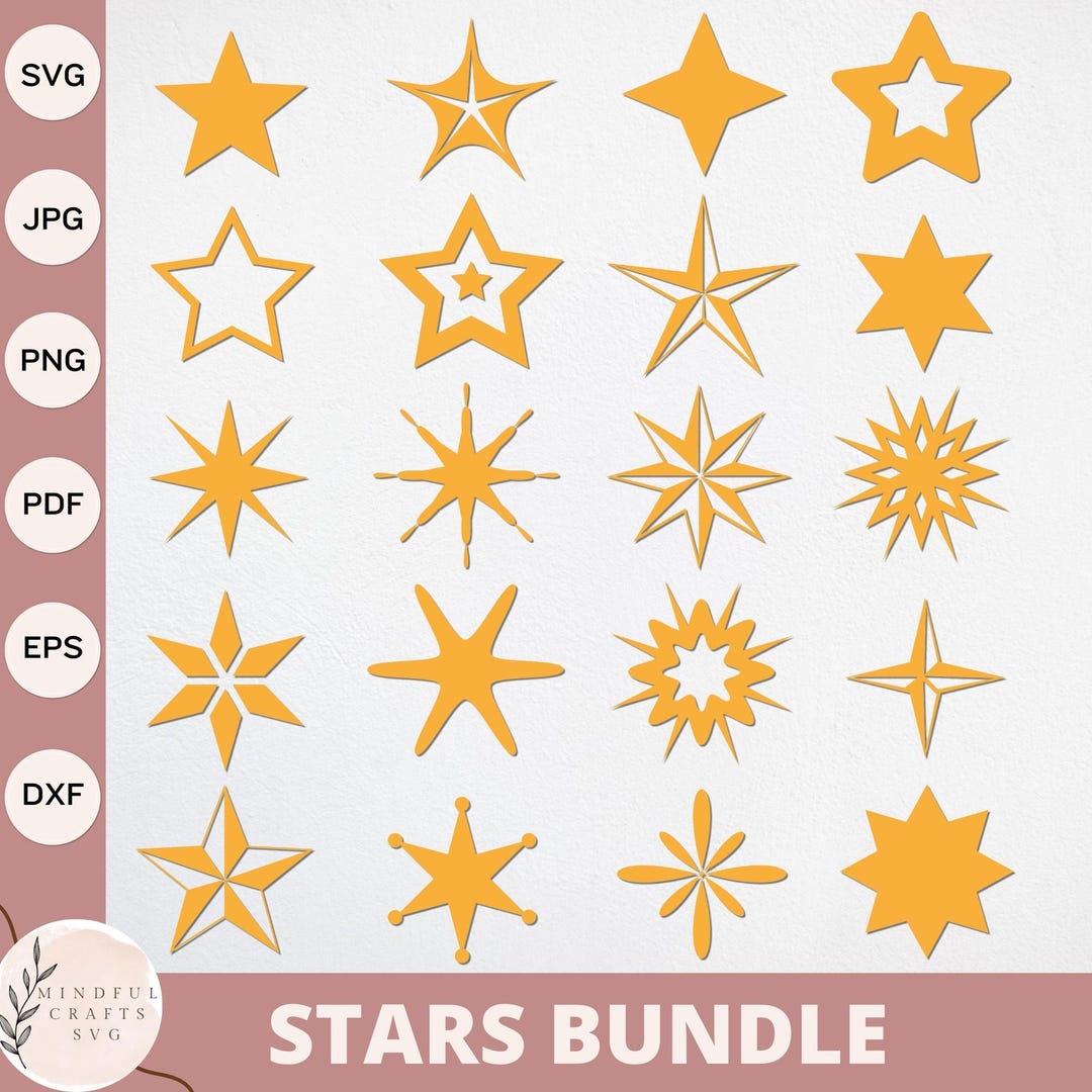 Christmas Stars SVG Bundle Holiday Stars Set Cut Files for Cricut and ...