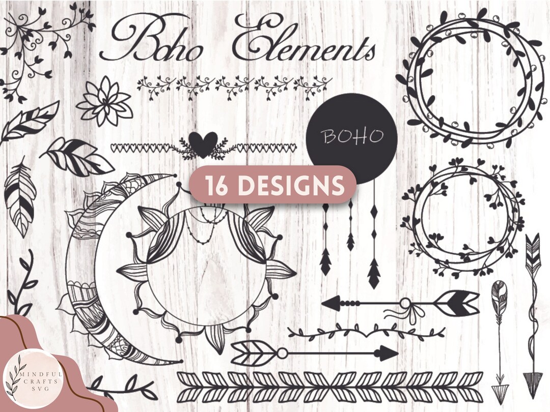 Boho SVG Bundle Bohemian Cut File Designs for Cricut and Silhouette ...