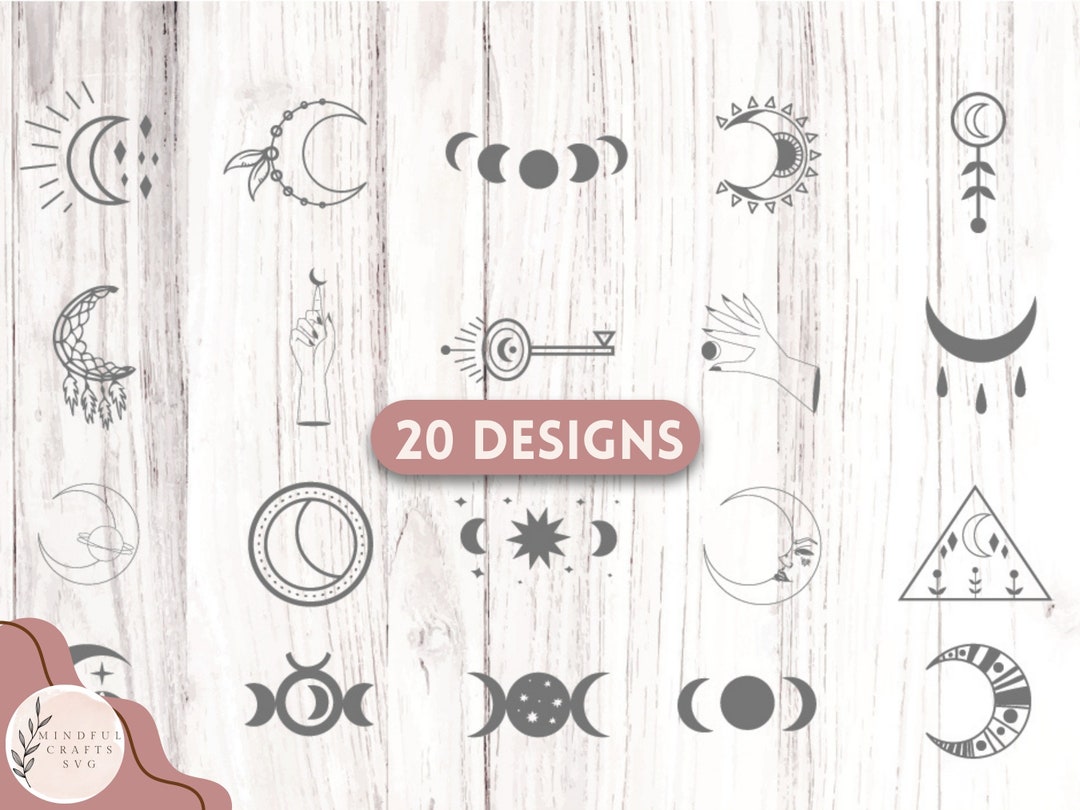 Moon Design Bundle SVG Celestial Lunar SVG Files Cricut Silhouette Cut ...